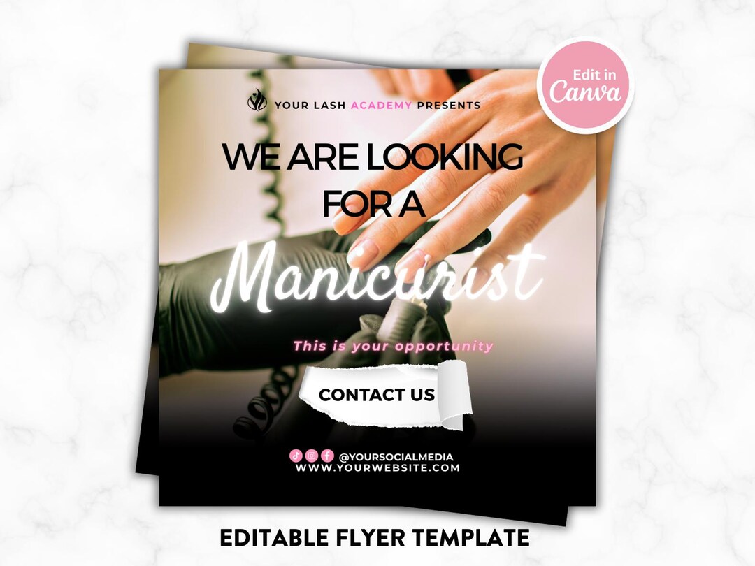 Manicurist Job Vacancy Flyer Template: Editable Salon Career ...