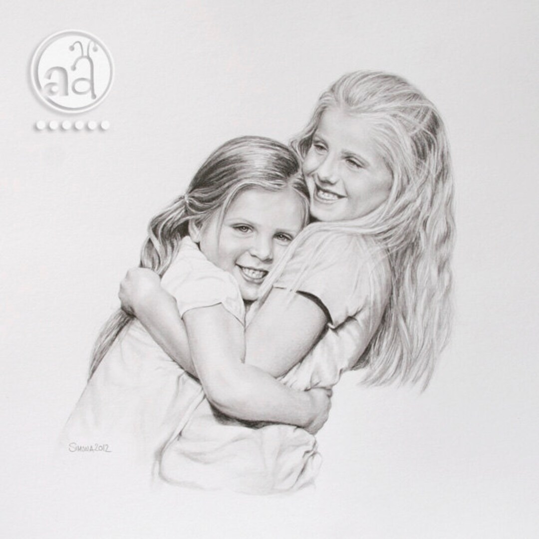 Large Custom Pencil Portrait - High Quality Pencil Drawing From Your ...