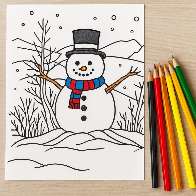 Snowmen Coloring Book – 30 Winter Illustrations (PDF Download - Etsy