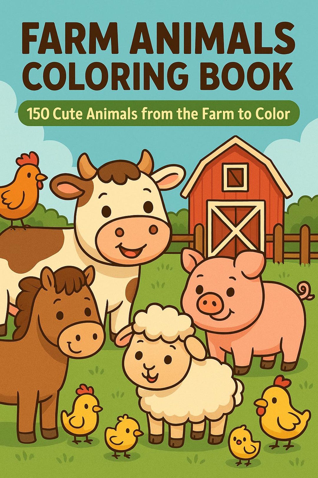 Farm Animals Coloring Book – 150 Illustrations (PDF Pattern) - Etsy UK