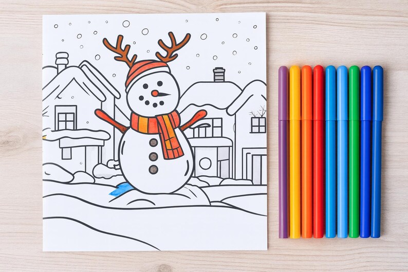 Snowmen Coloring Book – 30 Winter Illustrations (PDF Download - Etsy