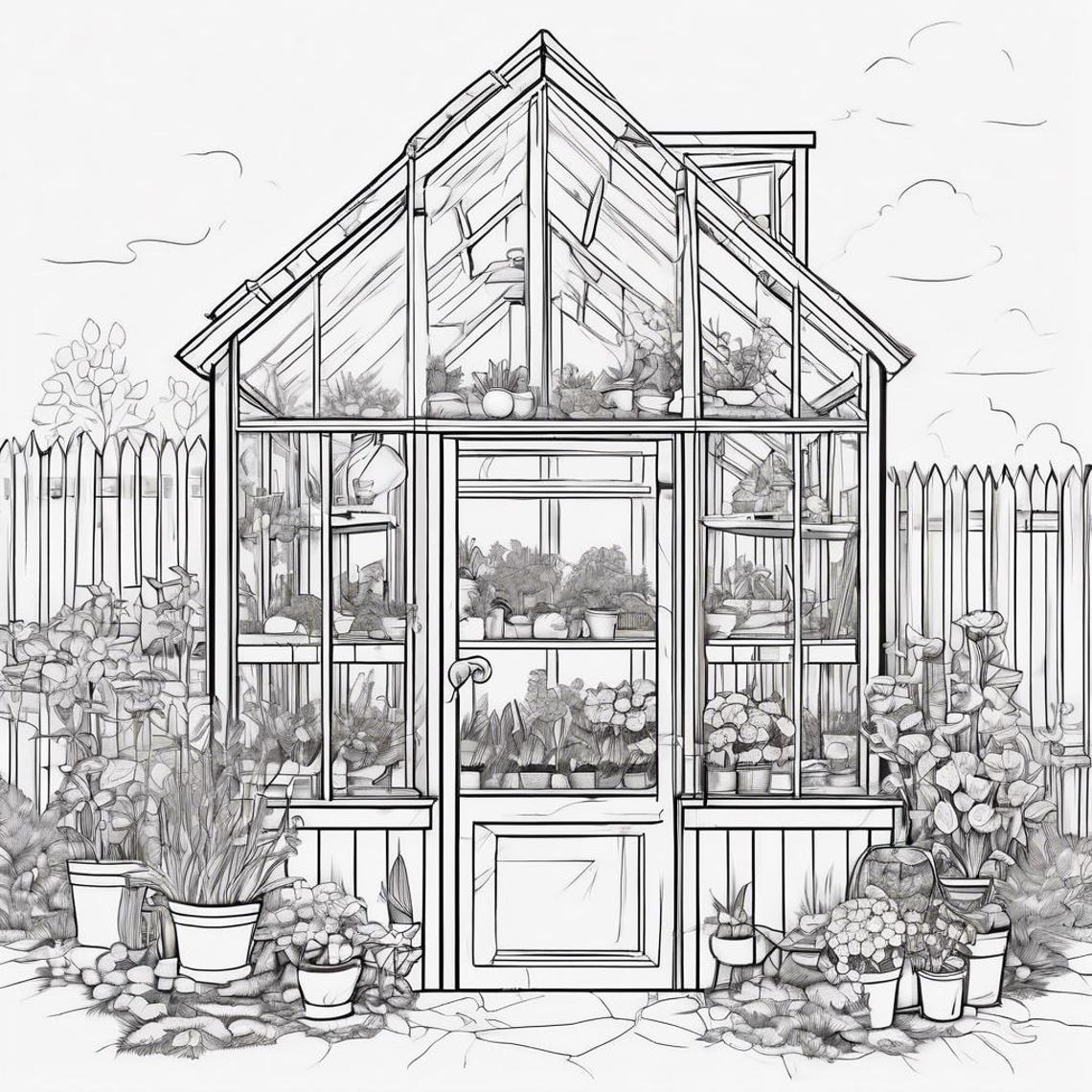 Tiny Greenhouses – 150 Mini Plant Havens to Color | PDF Coloring Book ...