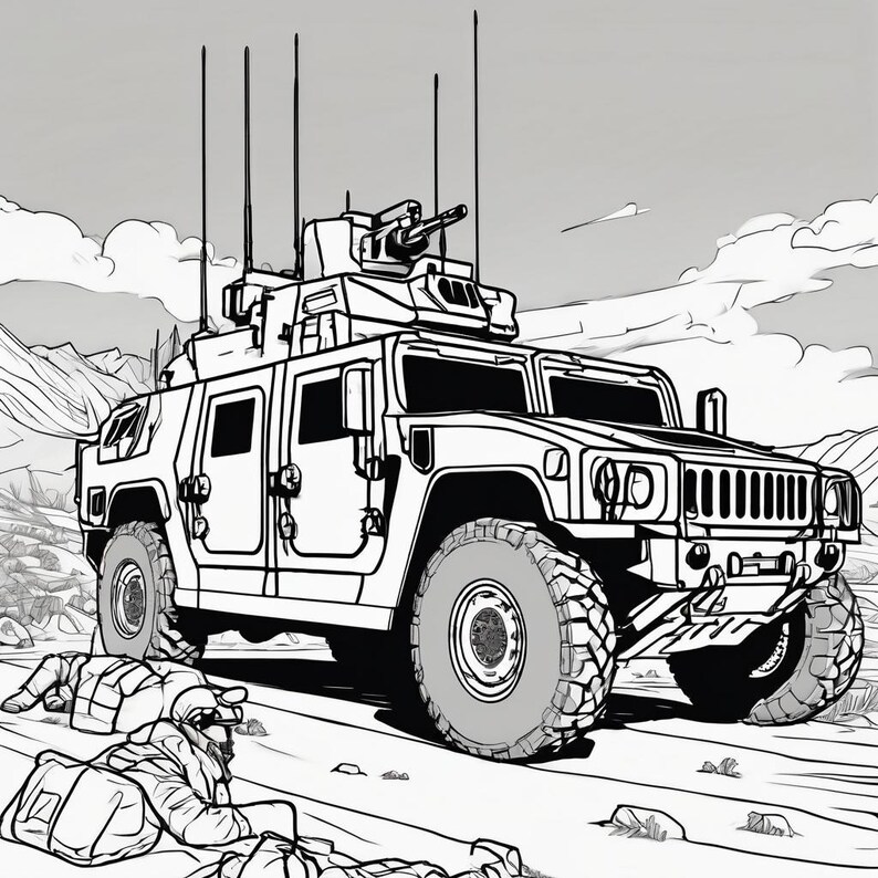 Humvees – 150 Army Jeeps | PDF Coloring Book - Etsy