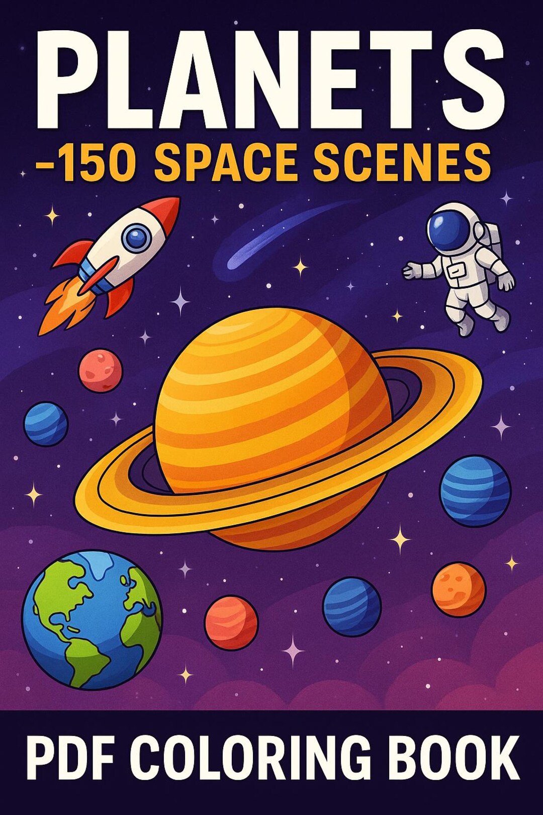 Planets – 150 Space Scenes | PDF Coloring Book - Etsy