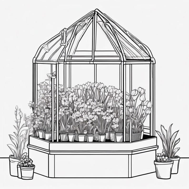 Tiny Greenhouses – 150 Mini Plant Havens to Color | PDF Coloring Book ...
