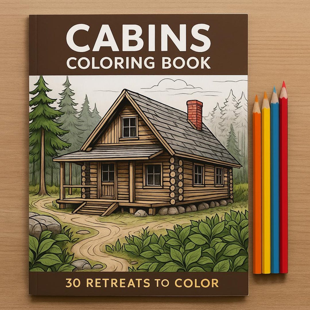 Cabins Coloring Book – 30 Retreats to Color - Etsy