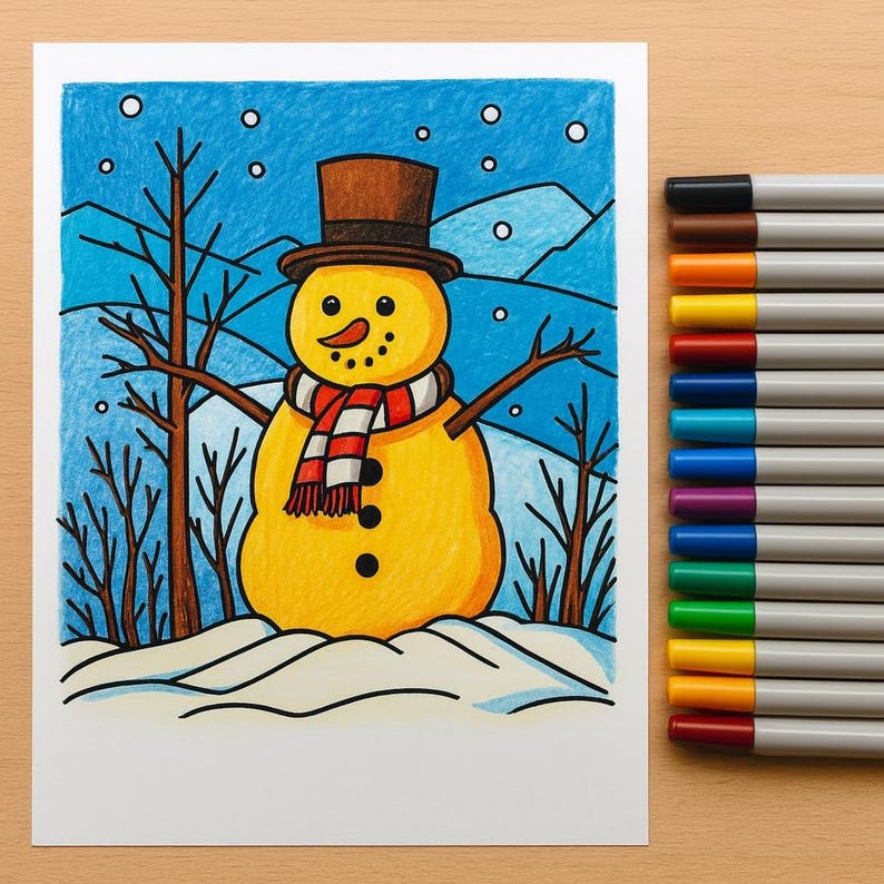 Snowmen Coloring Book – 30 Winter Illustrations (PDF Download - Etsy
