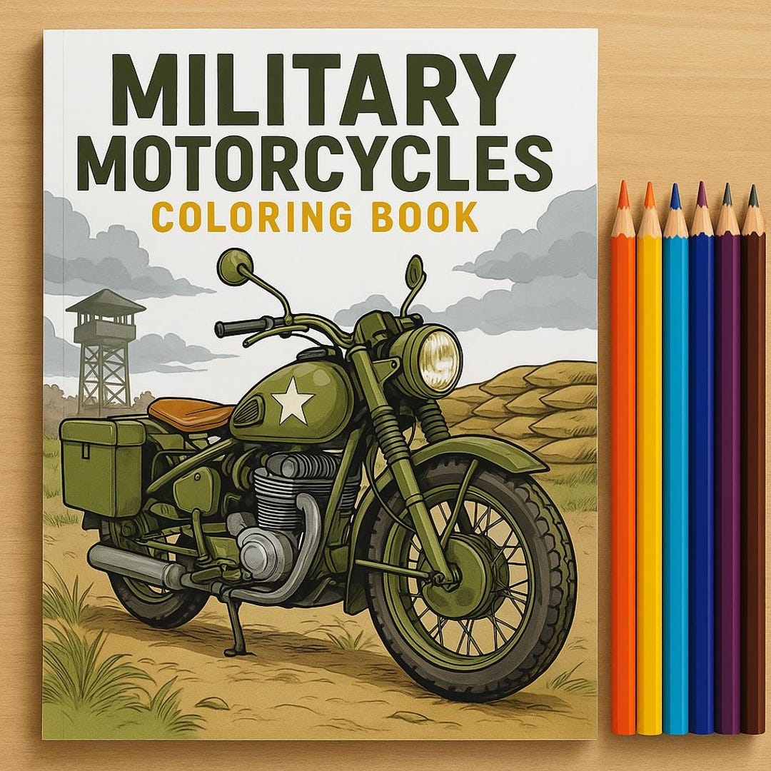 Military Motorcycles Coloring Book – 30 War Bikes to Color - Etsy