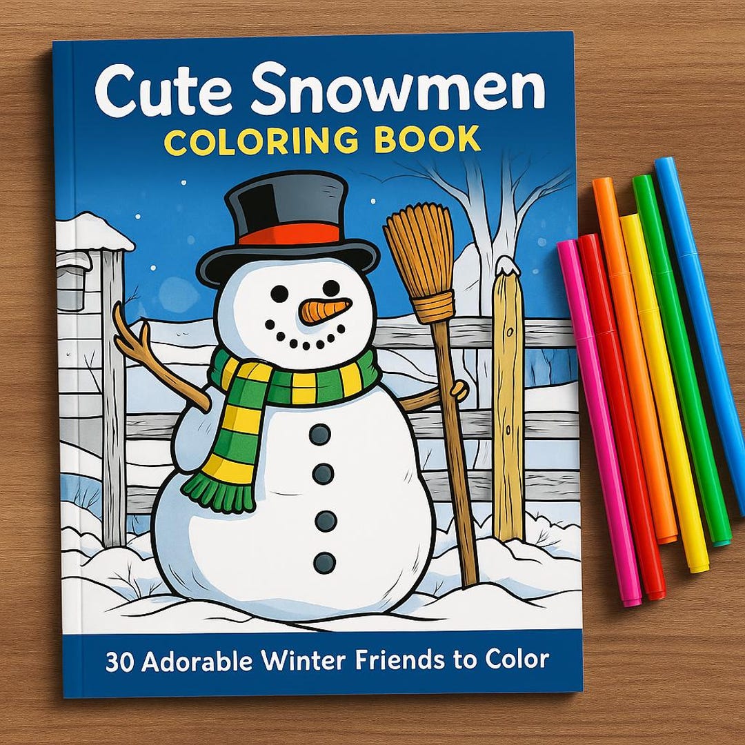 Snowmen Coloring Book – 30 Winter Illustrations (PDF Download - Etsy