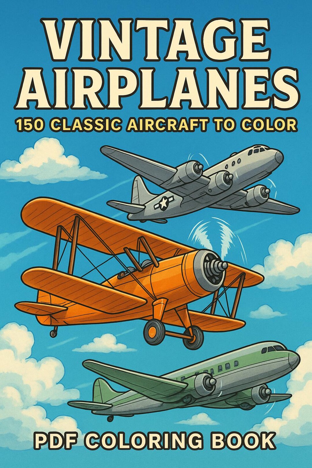 Vintage Airplanes – 150 Classic Aircraft to Color | PDF Coloring Book ...