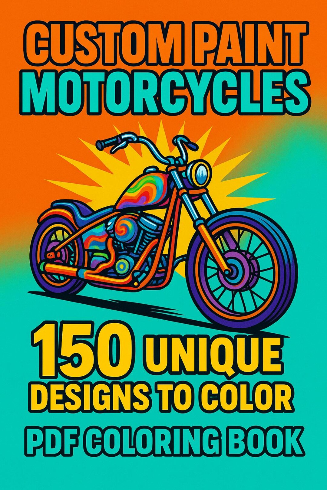Custom Paint Motorcycles – 150 Unique Designs to Color | PDF Coloring ...