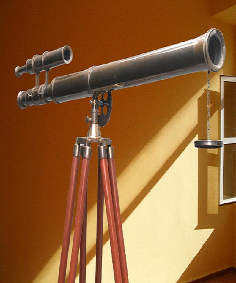 Antique Style Brass Nautical Telescope on Wooden Tripod, Custom ...
