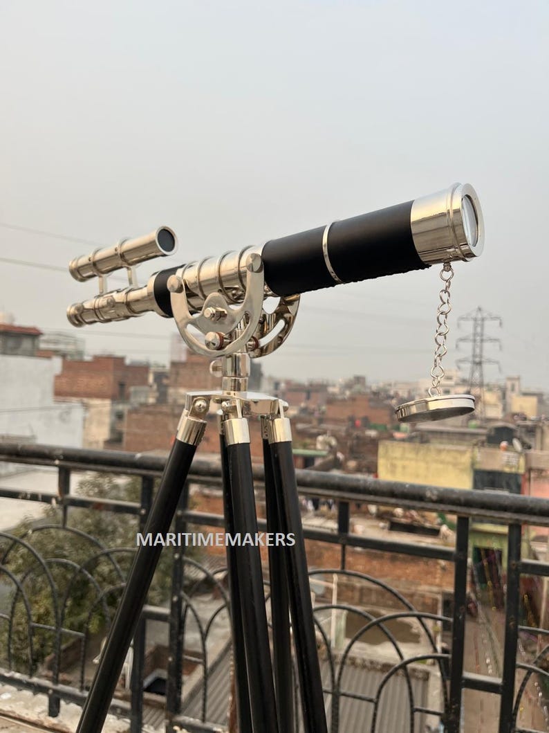 Vintage Nautical Brass Telescope With Adjustable Tripod Spyglass Décor ...