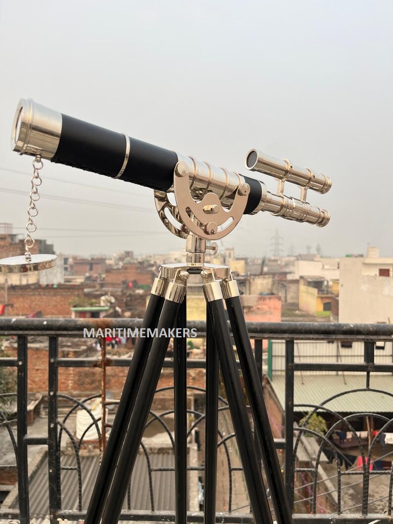 Vintage Nautical Brass Telescope With Adjustable Tripod Spyglass Décor ...