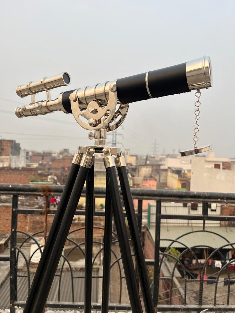 Vintage Nautical Brass Telescope With Adjustable Tripod Spyglass Décor ...