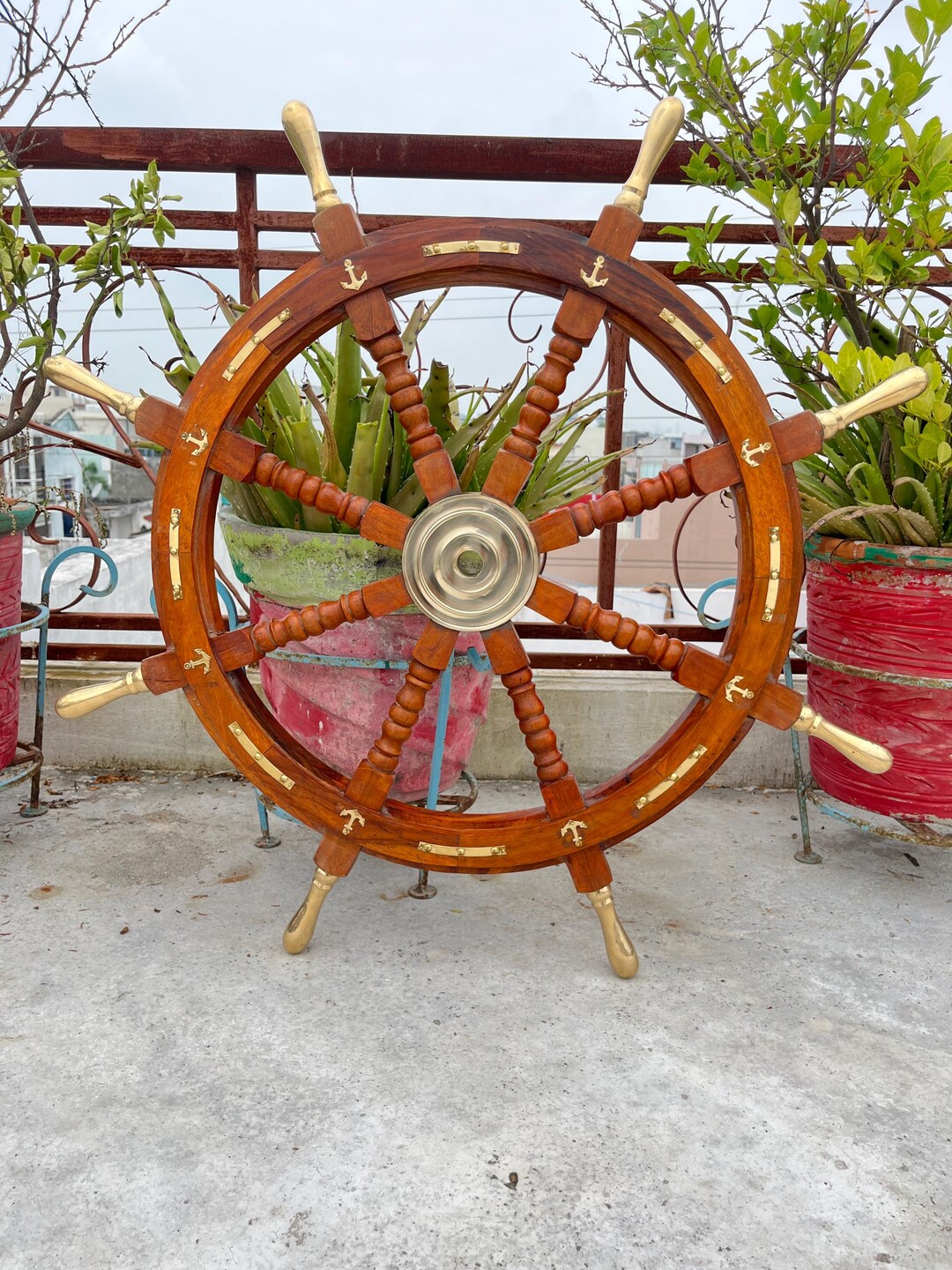Personalized Nautical Ship Wheel Wall Decor, Wooden Steering Wheel ...
