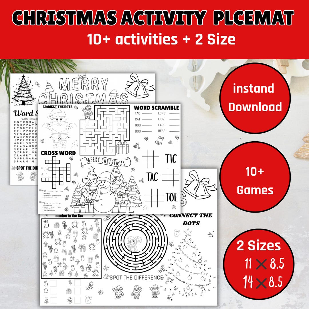 Christmas Activity Placemat: Gingerbread House Winter Coloring (digital ...