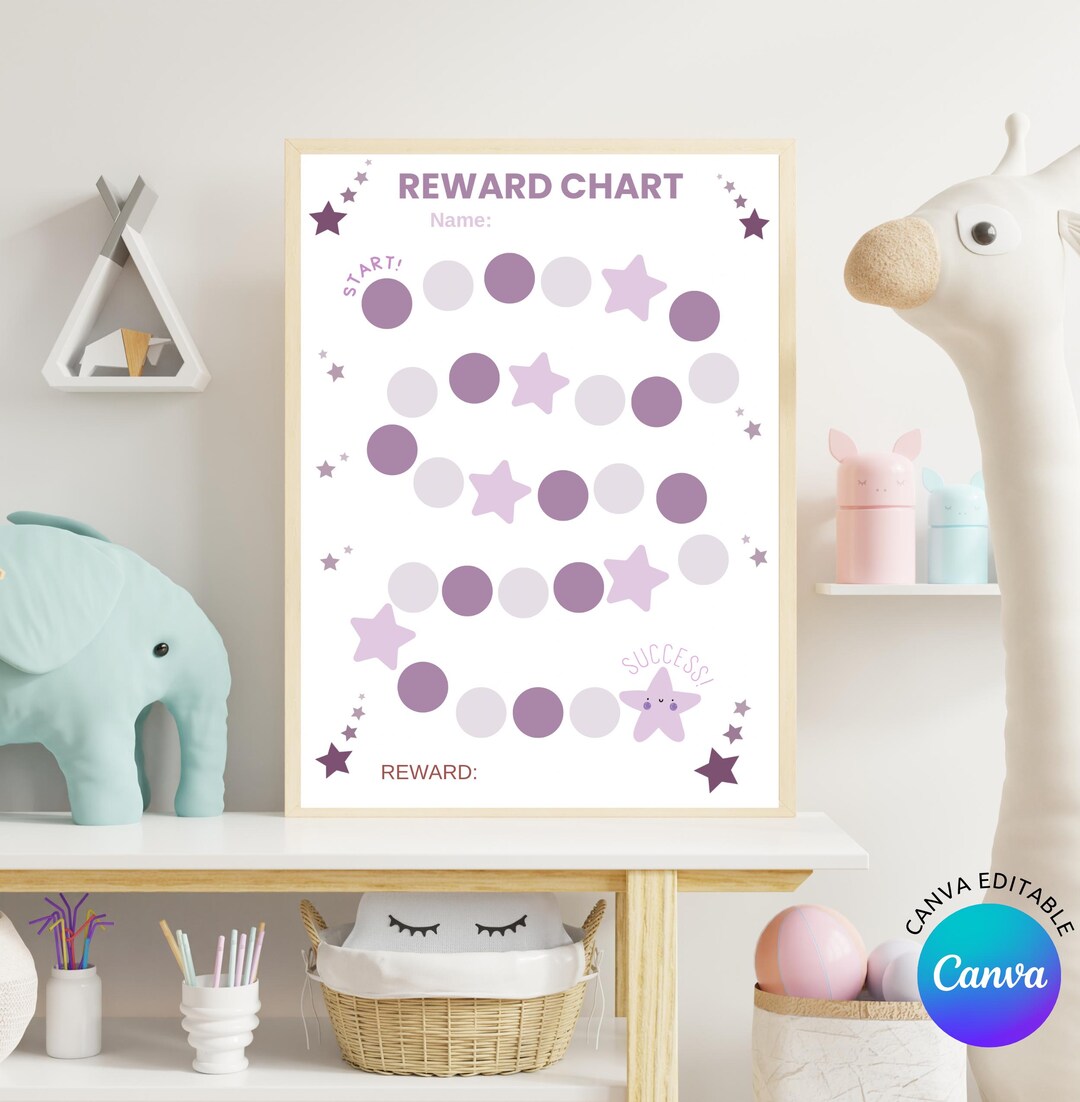 Printable Reward Chart for Kids |toddler Chore and Purple White ...