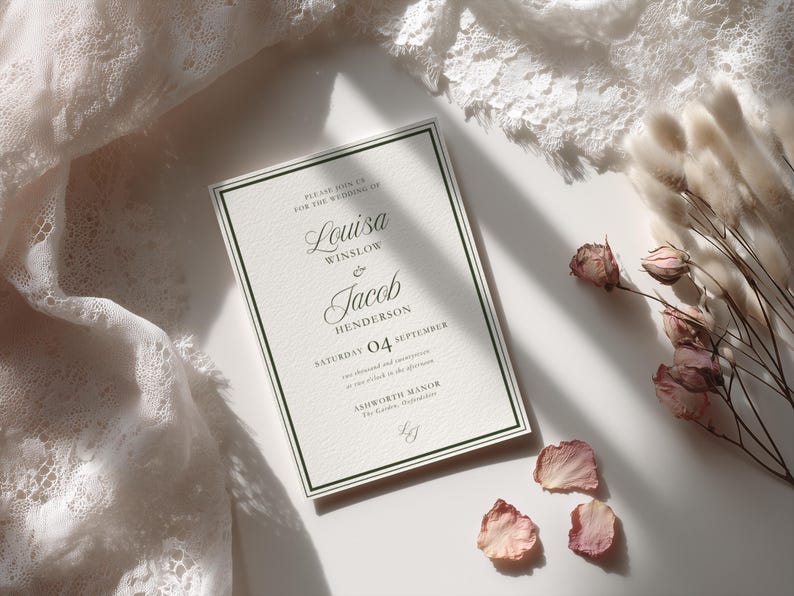 Timeless Wedding Invitation Template, Luxury Old Money Wedding Invite ...