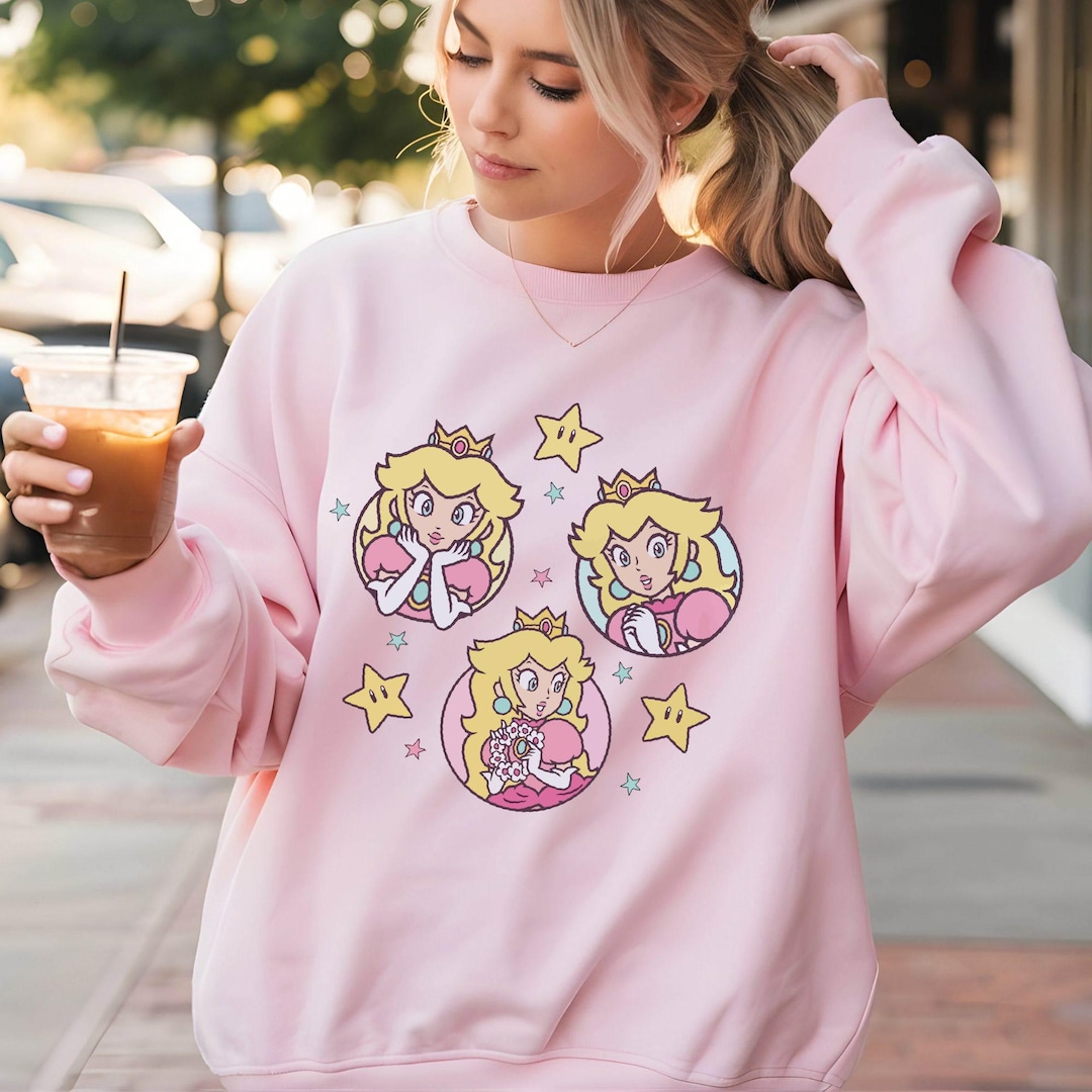 Mario Princess Girls Sweatshirt, Princess Peach Mario Hoodie, Princess ...