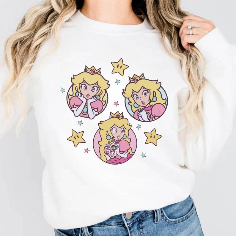 Mario Princess Girls Sweatshirt, Princess Peach Mario Hoodie, Princess ...