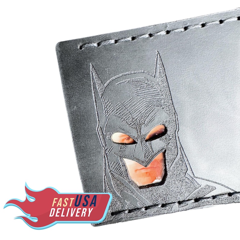 Bat ID Card Holder: Black Leather Superhero Comic Fan Gift - Etsy