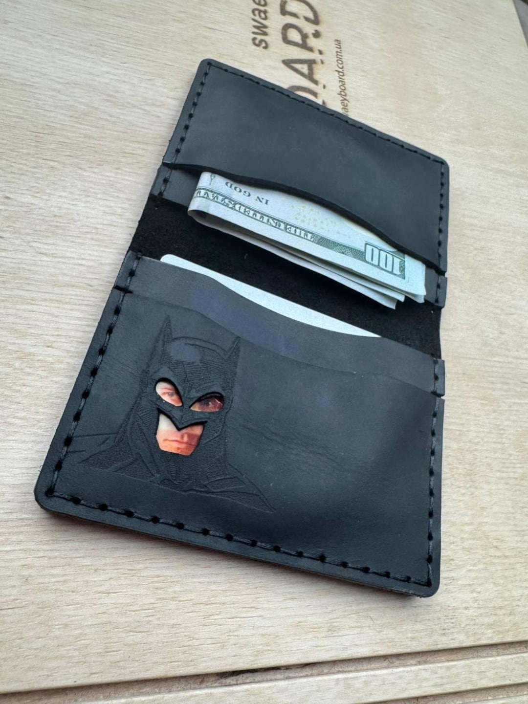 Personalized Bat ID Card Holder: Handcrafted Leather Superhero Wallet ...