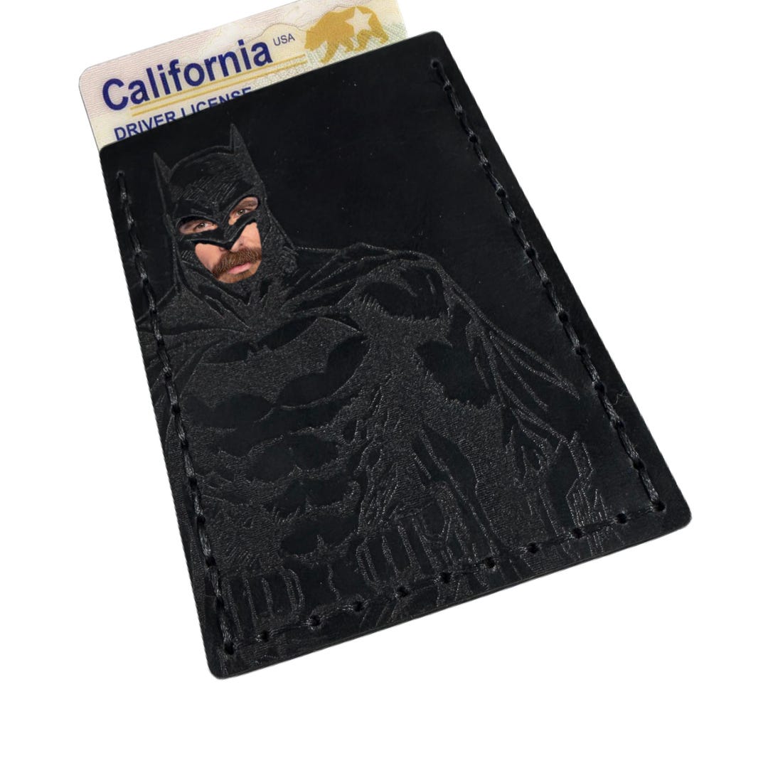 Bat Superhero Card Holder: Handcrafted Black Leather Comic Fan Wallet ...