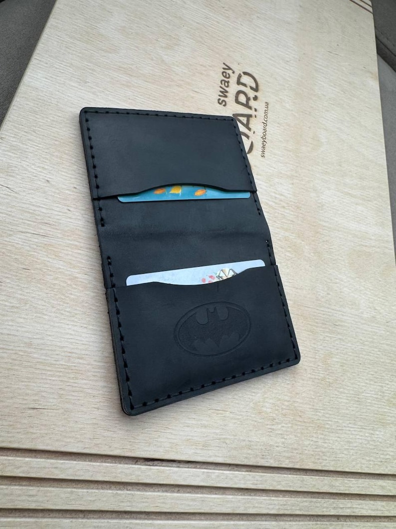 Personalized Bat ID Card Holder: Handcrafted Leather Superhero Wallet ...