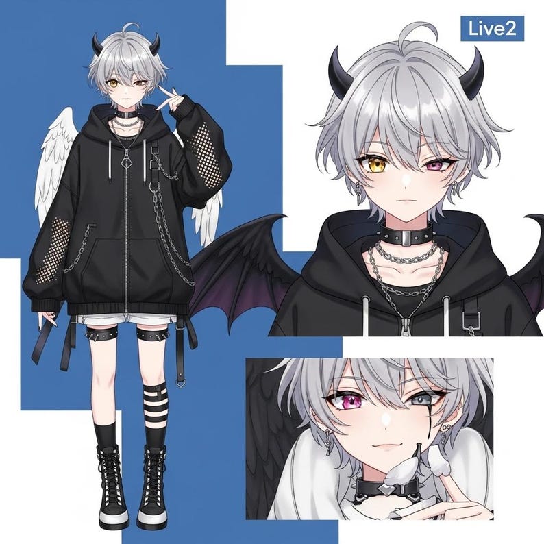 Angel & Demon Vtuber Art – Bishounen Character Pack (digital Download ...