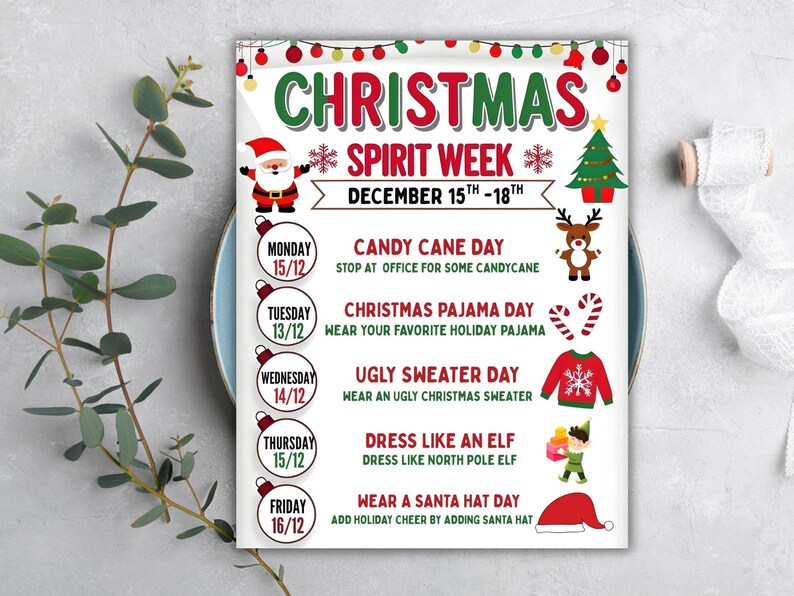 Christmas Spirit Week Flyer: School PTO Events (editable Canva Template ...