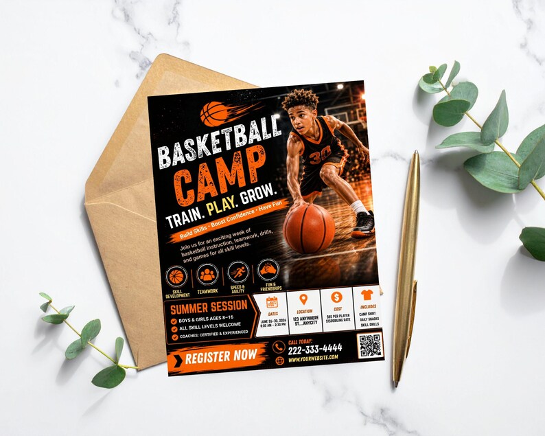 Editable Basketball Camp Flyer Template | Summer Youth Sports ...