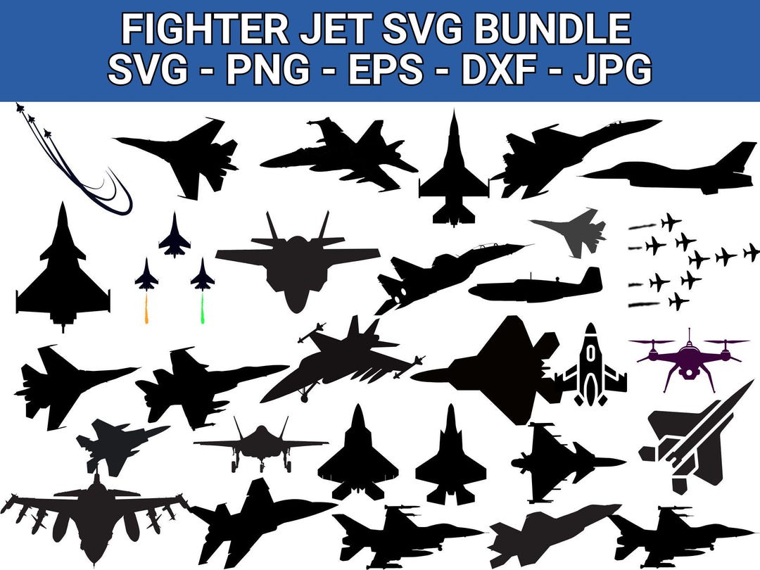 Fighter Jet Silhouette Pack - Bundle | Digital Download | Fighter Jet ...