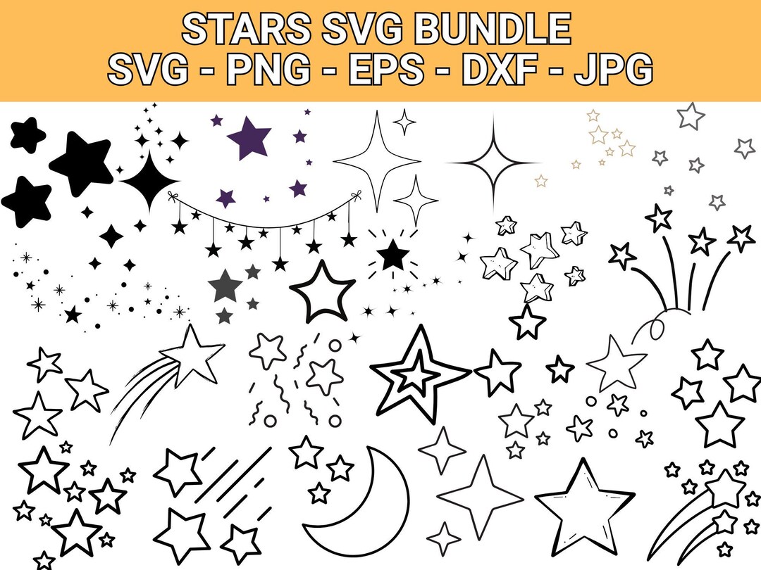 Star SVG Bundle: Christmas, Night, Shining Star Cut Files (digital ...
