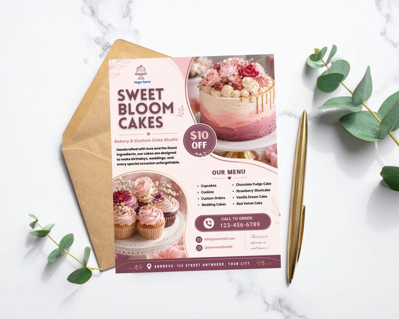 Editable Bakery Flyer Template, Sweet Treats Price List (8.5x11 Inches ...