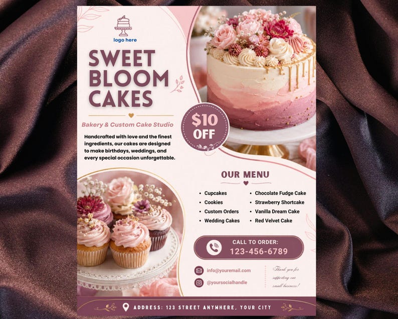 Editable Bakery Flyer Template, Sweet Treats Price List (8.5x11 Inches ...