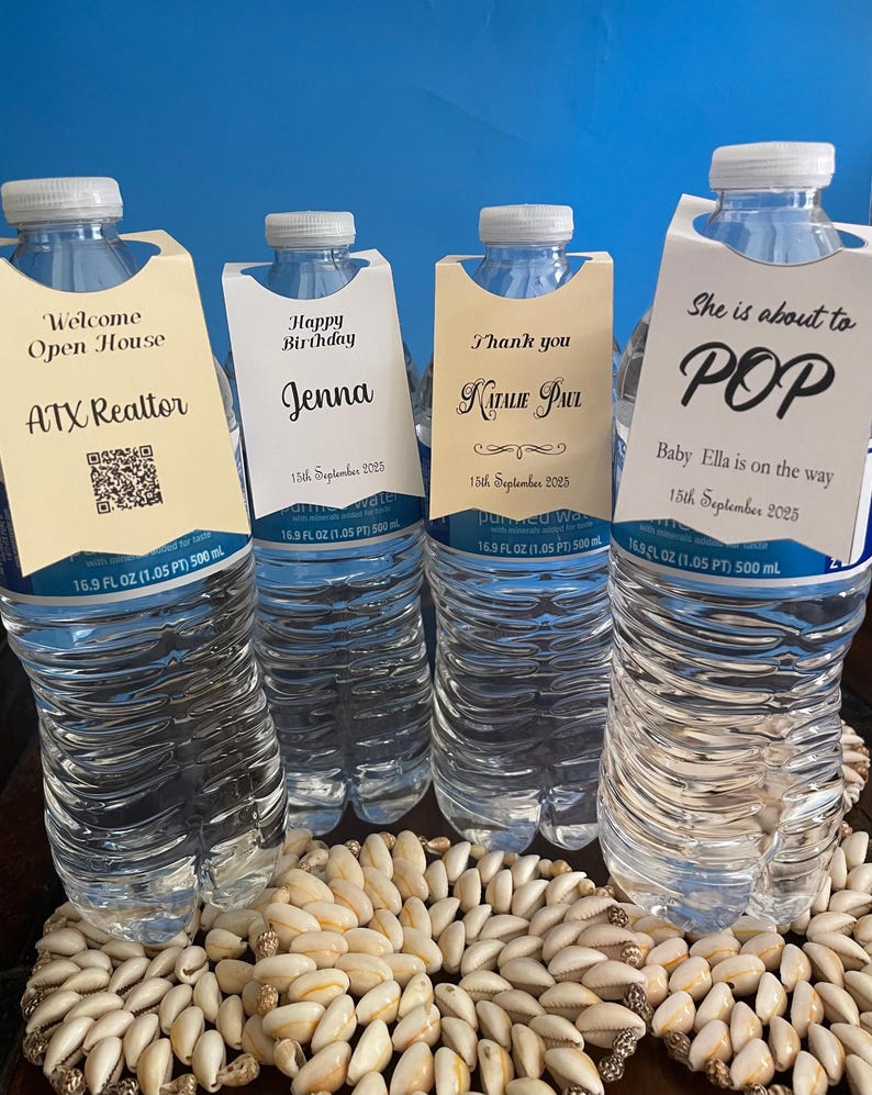Personalized Water Bottle Tags for Wedding Reception Wedding Shower ...