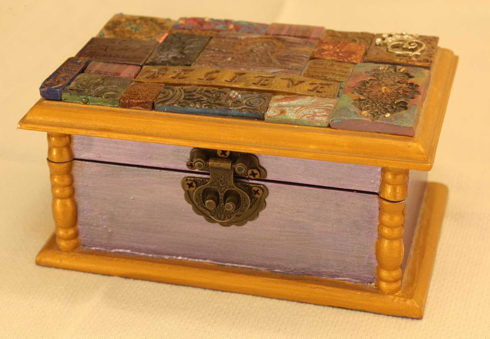 Handmade Polymer Clay Tile Mosaic Box Hinged Top - Etsy