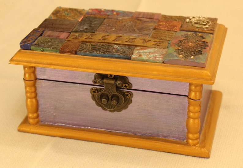 Handmade Polymer Clay Tile Mosaic Box Hinged Top - Etsy