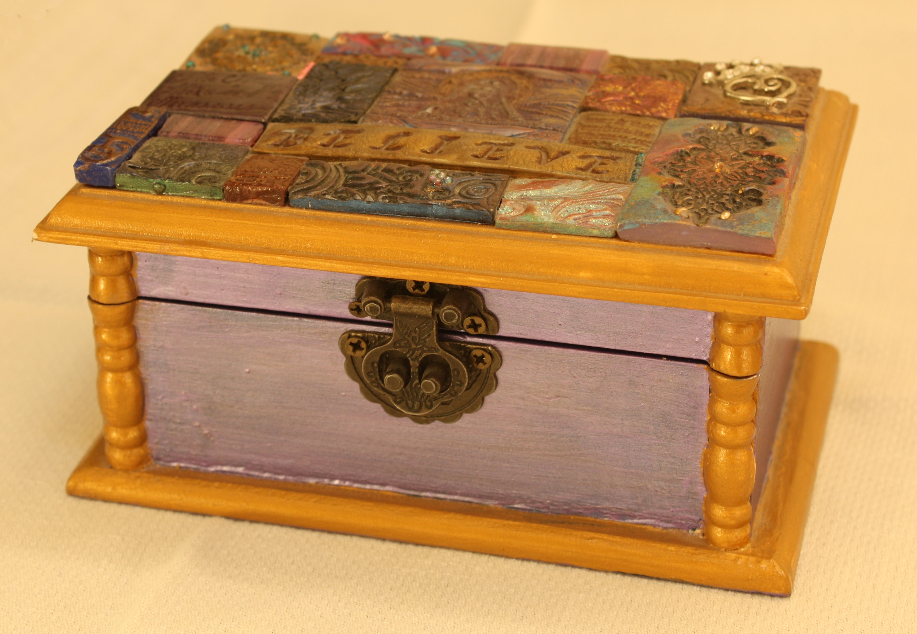 Handmade Polymer Clay Tile Mosaic Box Hinged Top - Etsy