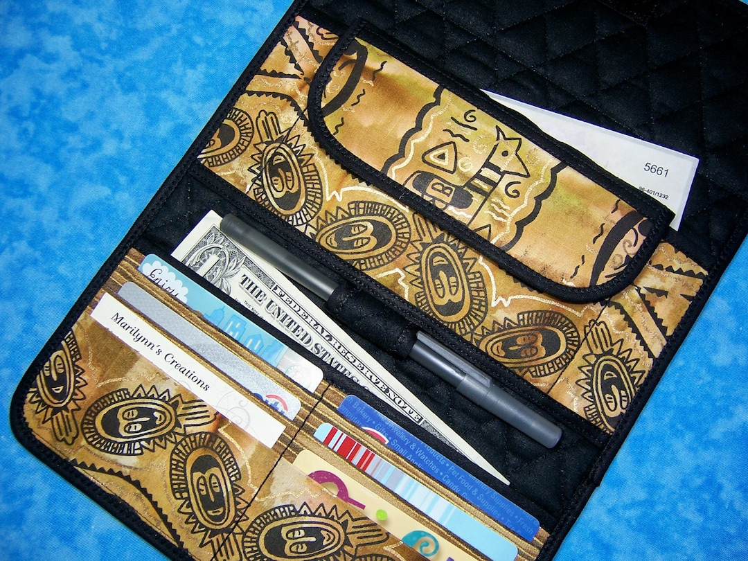 Large Women Wallet African Batik Fabric Wallet Trifold Checkbook Wallet ...
