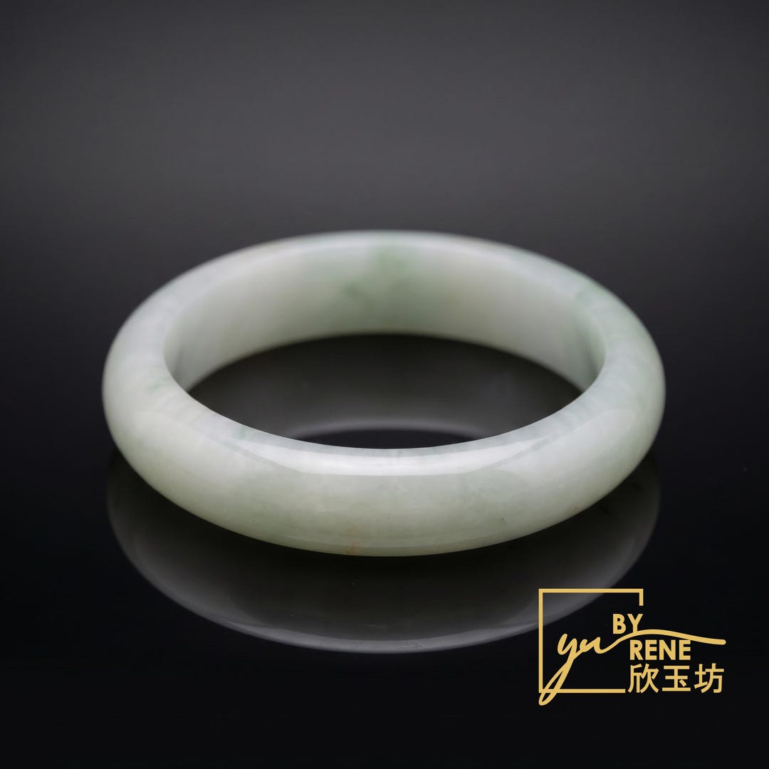 52.8mm Burmese White, Green & Yellow Jadeite Bangle: Certified Type A ...