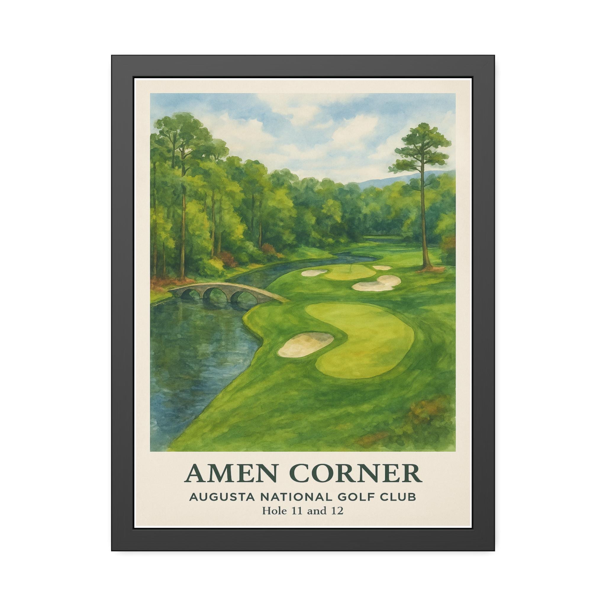 Vintage Amen Corner Augusta National Framed Paper Poster, Golf Art ...