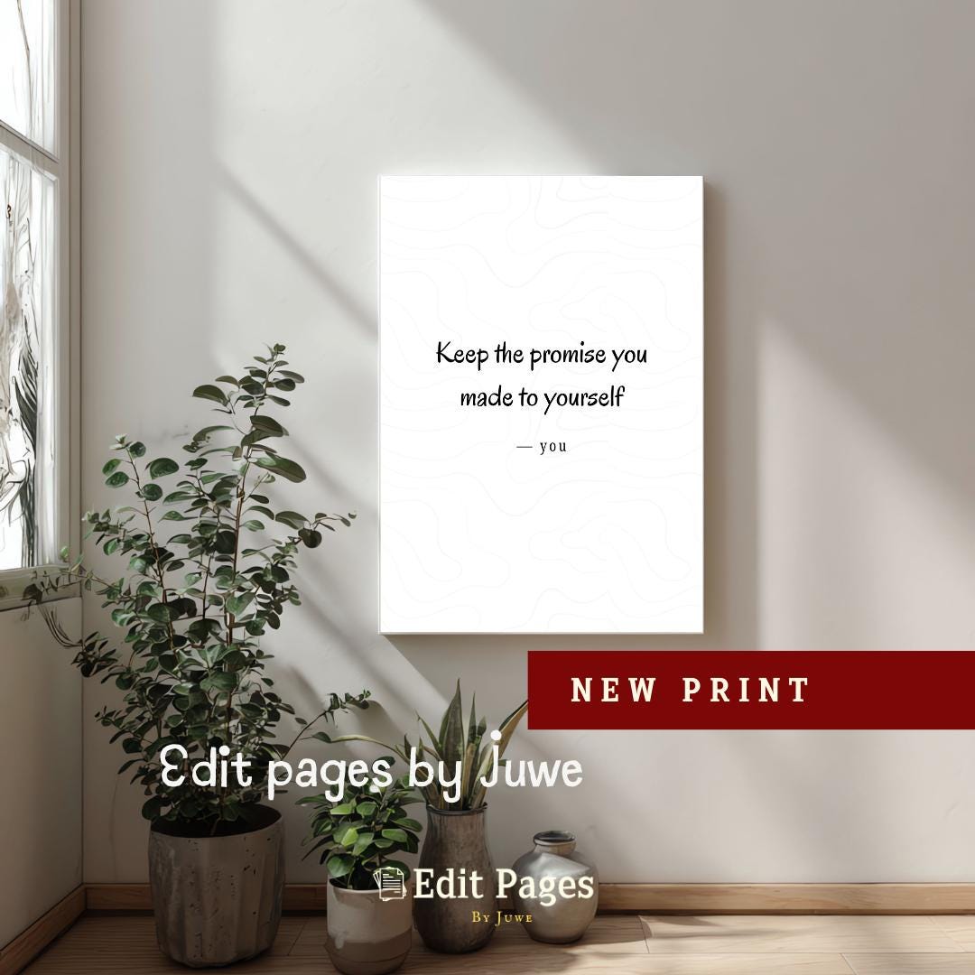 Minimal Motivational Wall Art Print |neutral Self Discipline Quote ...