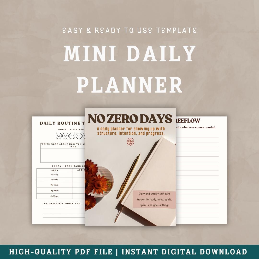 Mini Daily Reflection Journal | No Zero Days Digital Routine Tracker ...