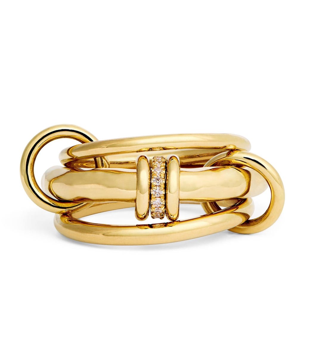14k Gold Plated Eternity Small Band Ring, Three Plain Band Stacking ...