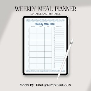 Printable and Editable Meal Planner & Grocery List Bundle —3 Canva ...