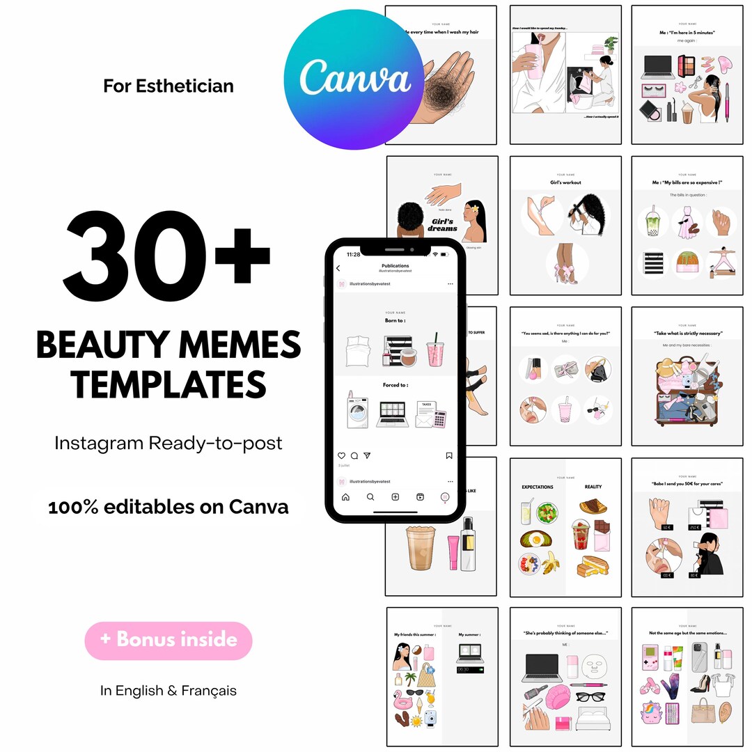 Skincare Meme Templates, Beauty Meme Templates, Esthetician Canva ...