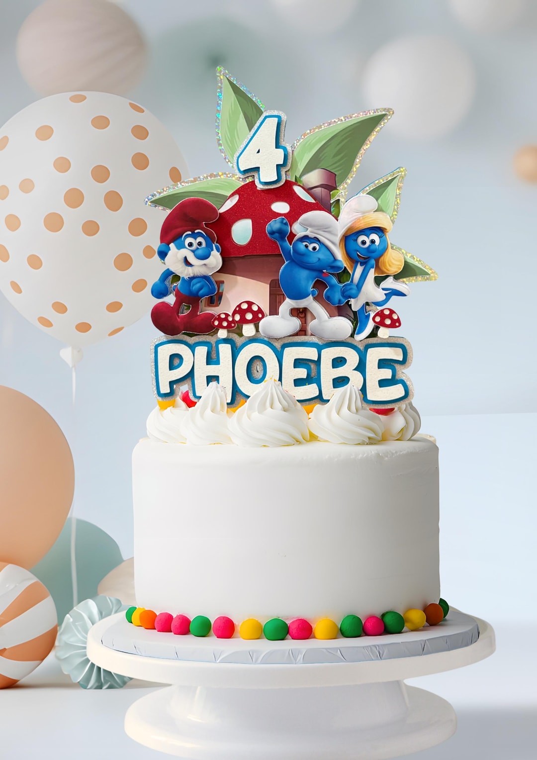 Personalized Smurfs Cake Topper - Custom Birthday Topper - Boy Cake ...