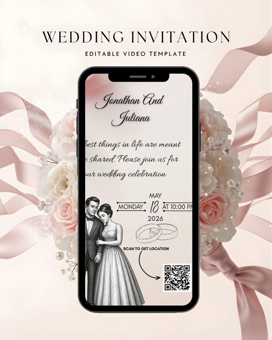 Animated Wedding Invitation Video, Interactive Google Maps QR Code (digital Download) - Etsy